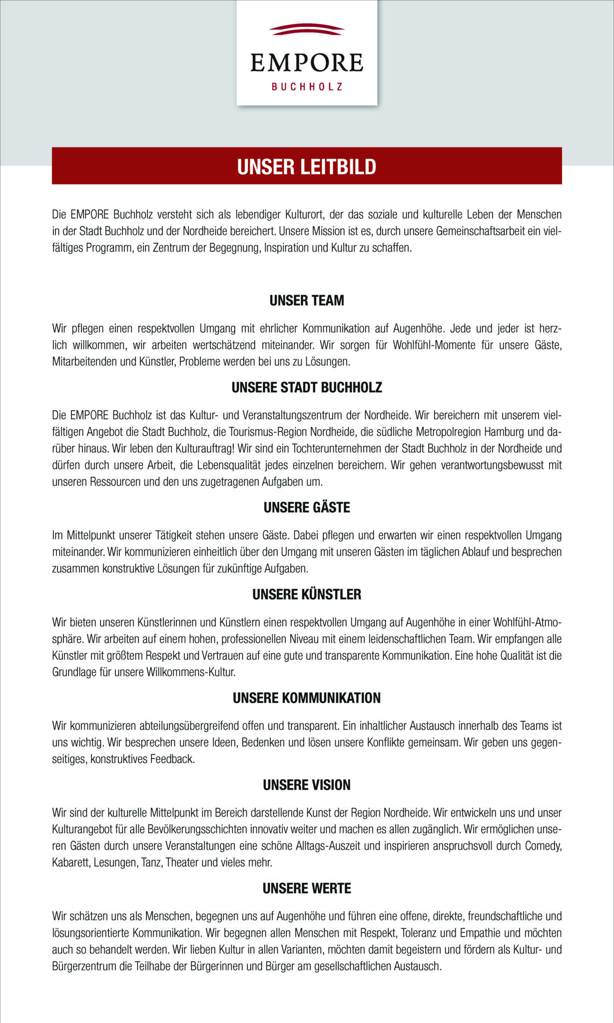 Unser Leitbild - EMPORE Buchholz